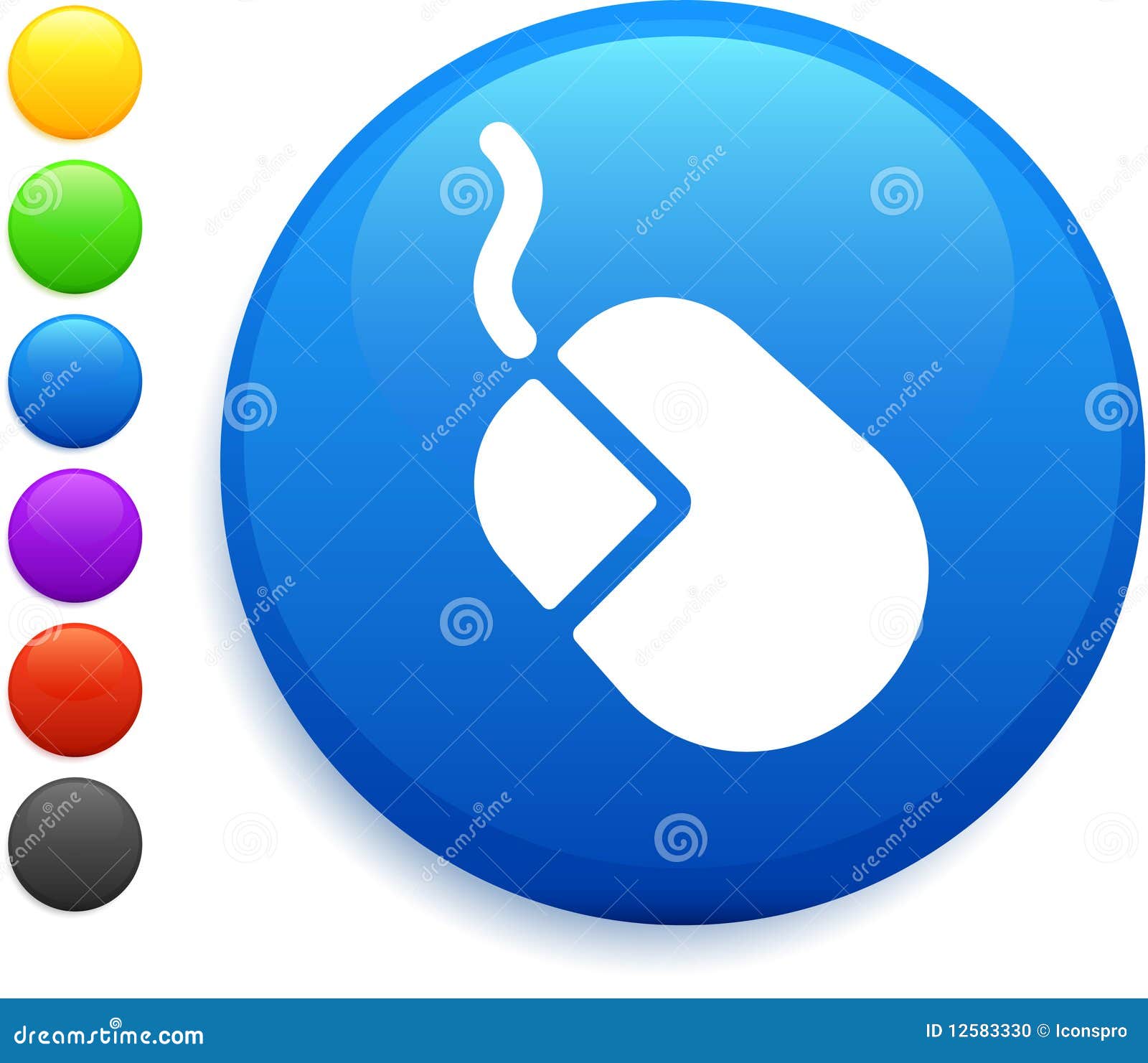 Computer Mouse Icon on Round Internet Button Stock Illustration ...