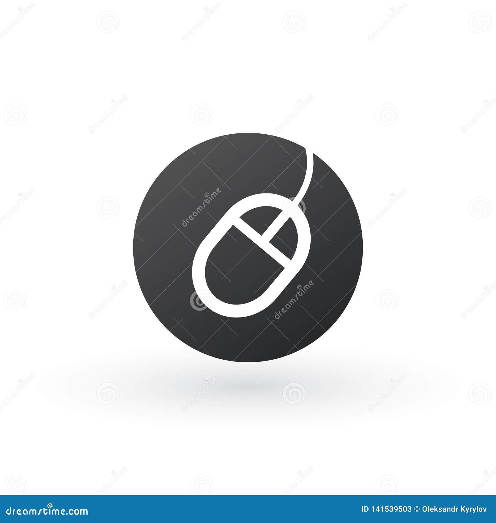 Computer Mouse Icon on Round Internet Button. Vector Illustration ...