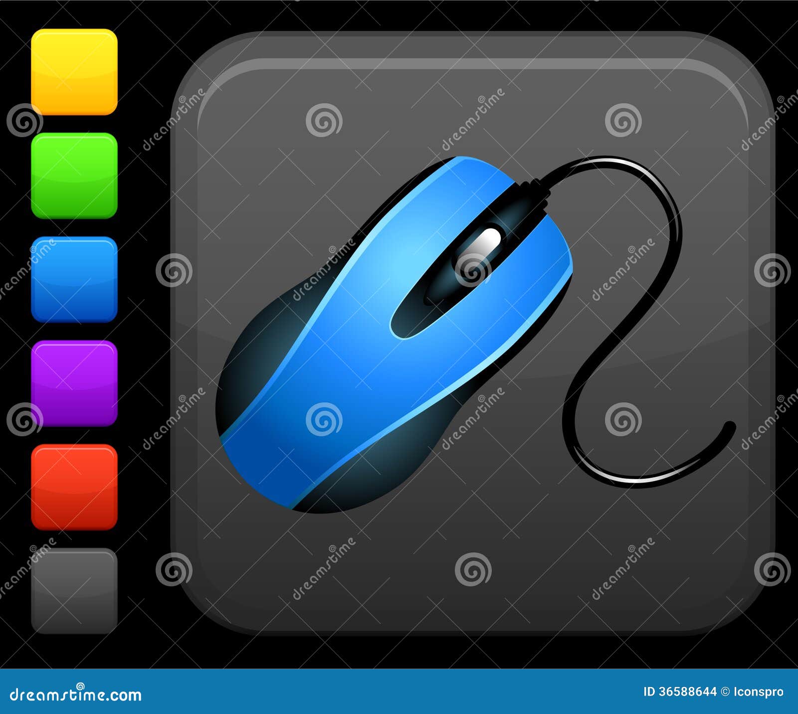 Computer Mouse Icon on Square Internet Button Stock Illustration ...