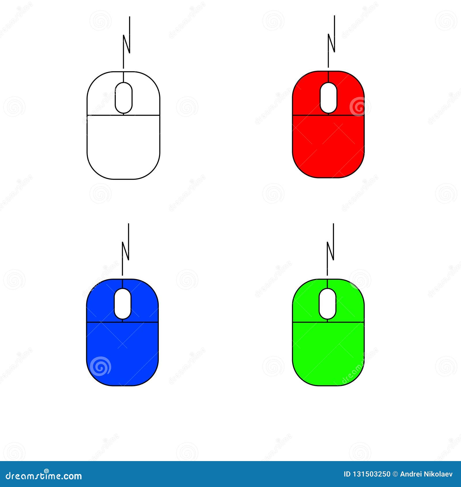 Computer Mouse Icon Symbol Set. 4 Pieces Color Stock Vector ...
