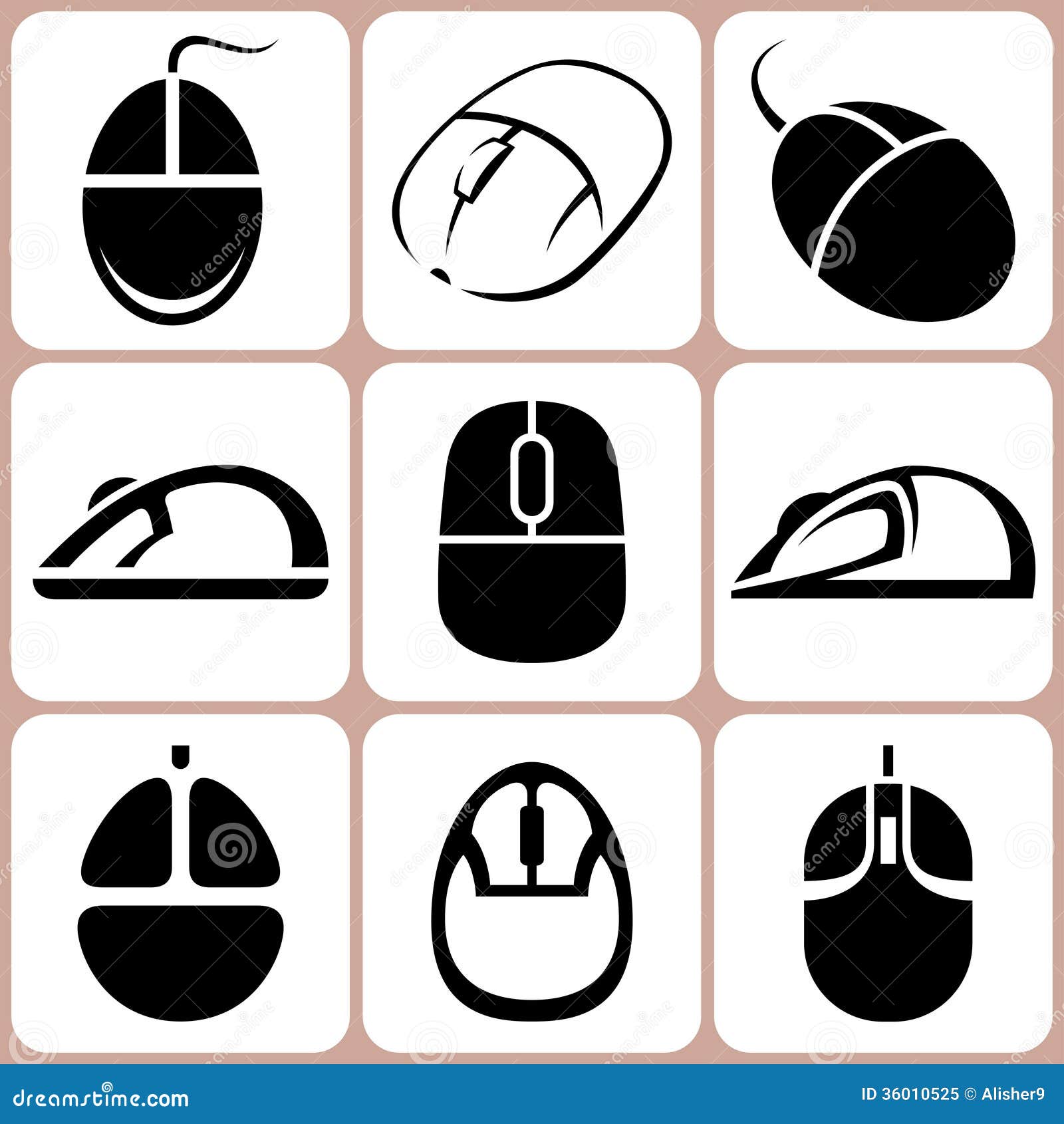 Computer Mouse Icons Set stock vector. Illustration of modern - 36010525