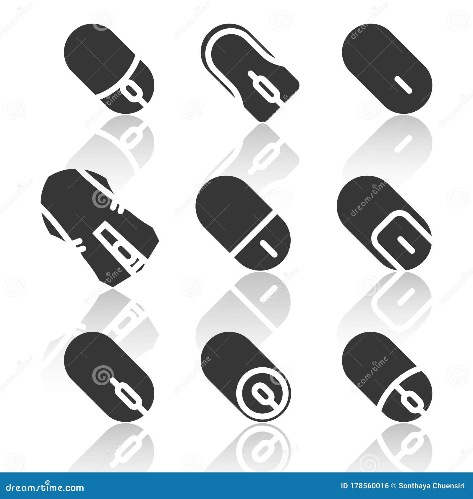 Computer Mouse Icons Set,shadow,vector Illustrations Stock Vector ...