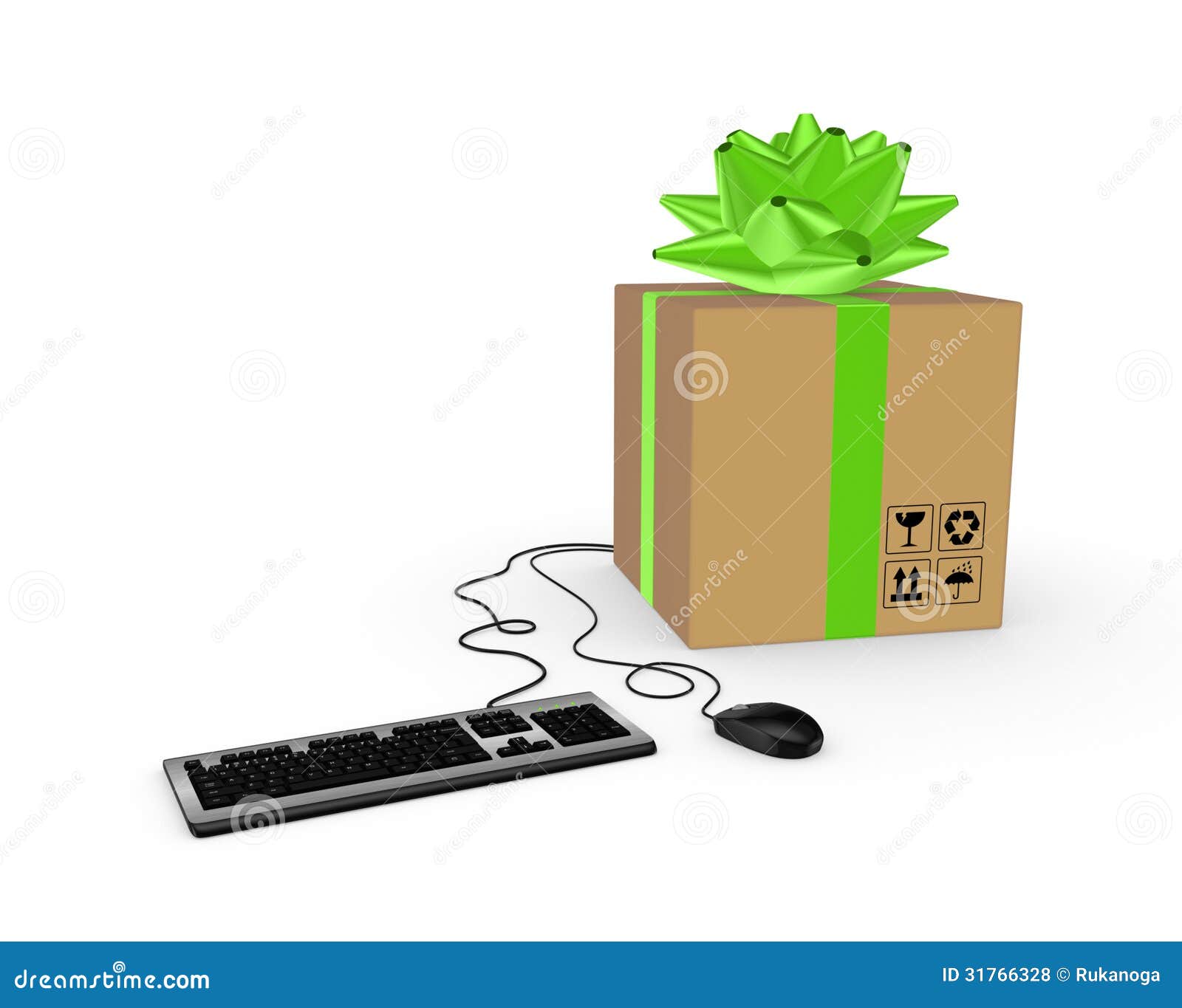 Computer Mouse, Keyboard and Carton Box. Stock Illustration ...