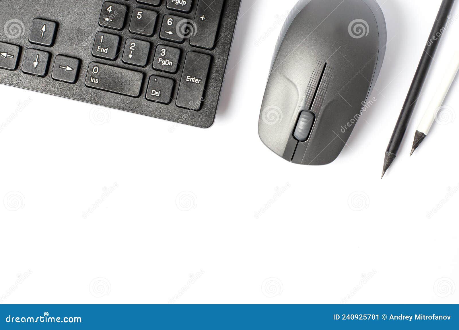 Computer Mouse and Keyboard on a White Background. Copy Space Stock ...