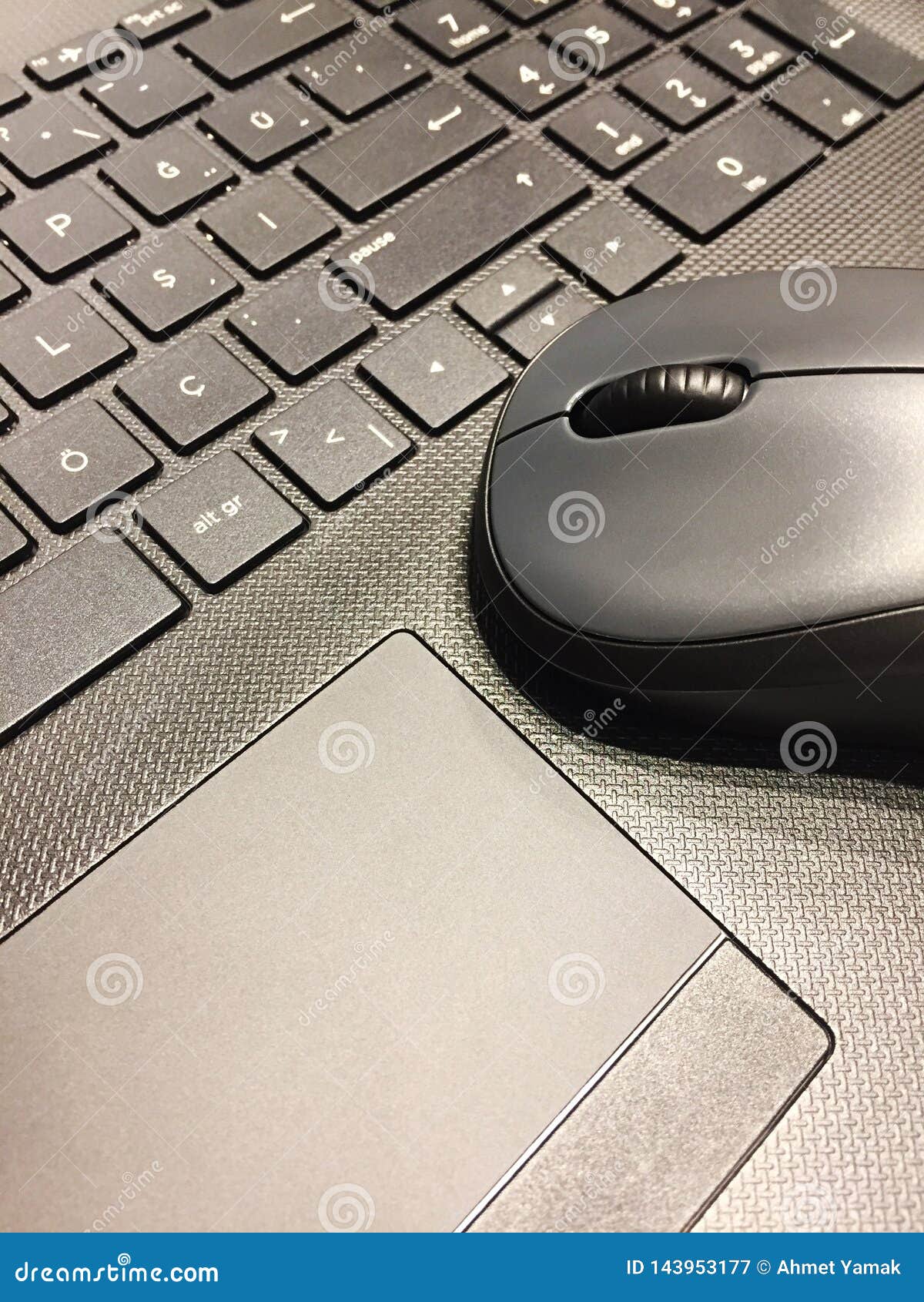 Computer mouse on laptop stock image. Image of online - 143953177