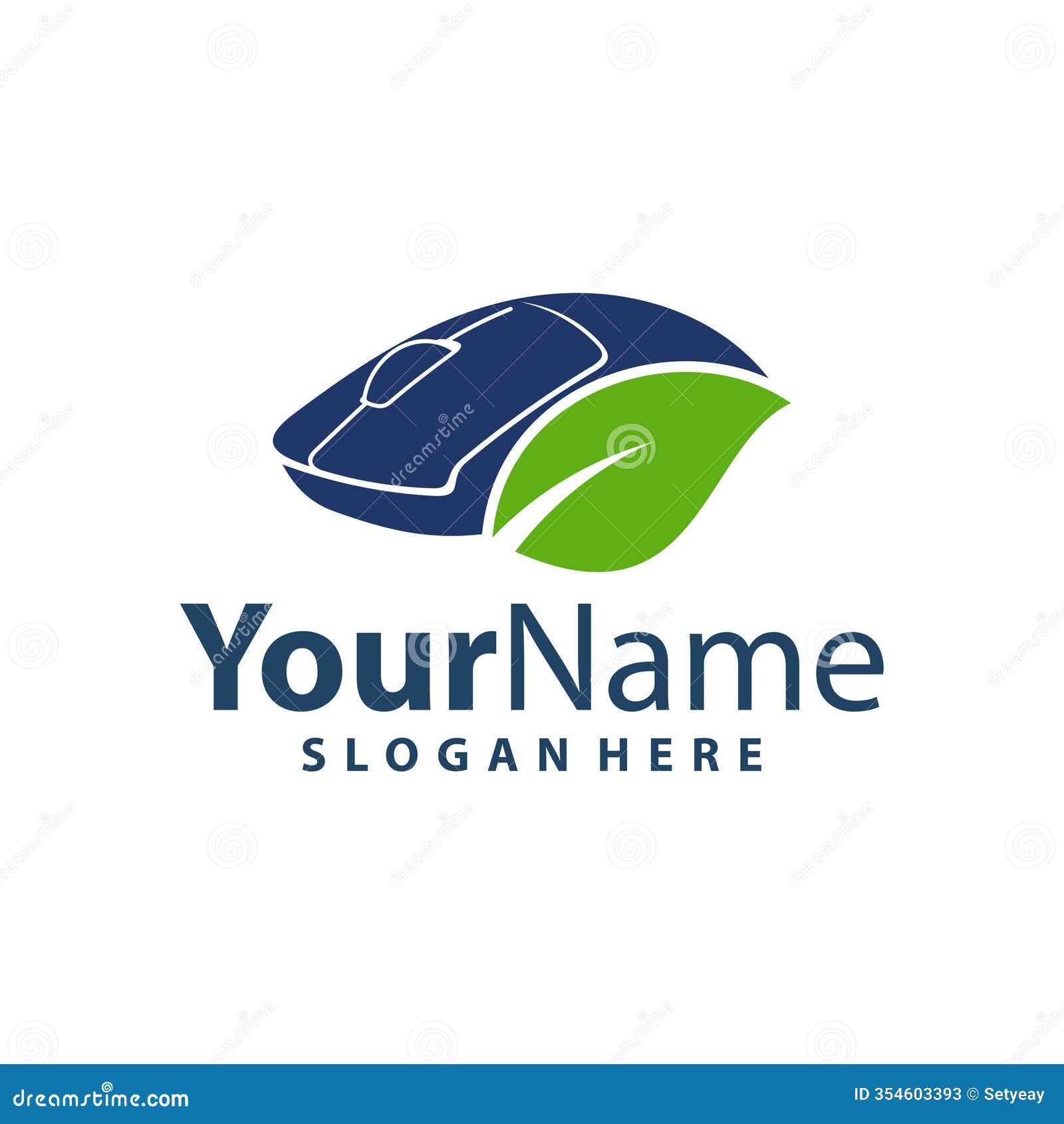 Computer Mouse with Leaf Logo Design Vector Illustration. Mouse Logo ...