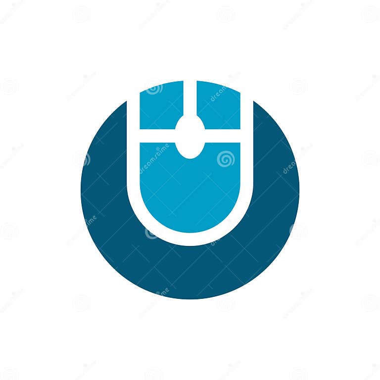 Computer Mouse Logo Icon Design Template, Circle Shape Symbol, Vector ...
