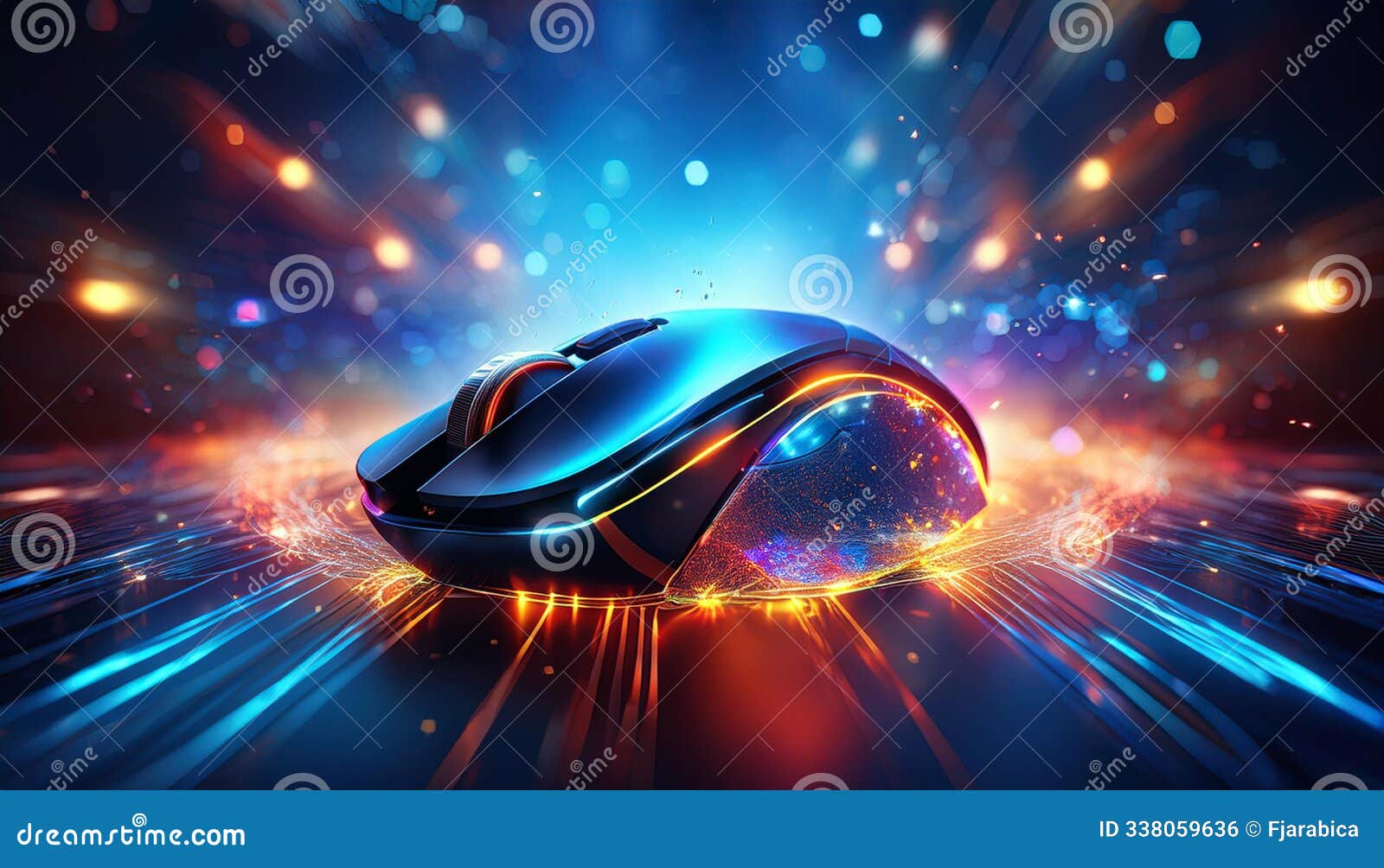 Computer Mouse with Neon Lights Stock Illustration - Illustration of ...