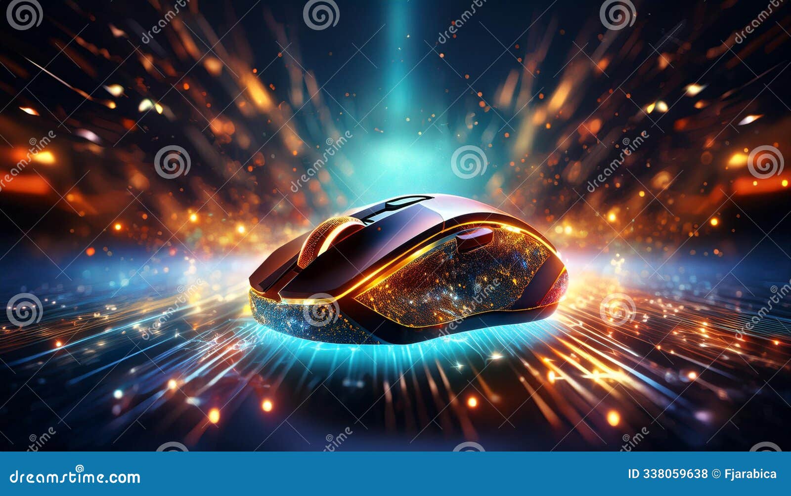 Computer Mouse with Neon Lights Stock Illustration - Illustration of ...