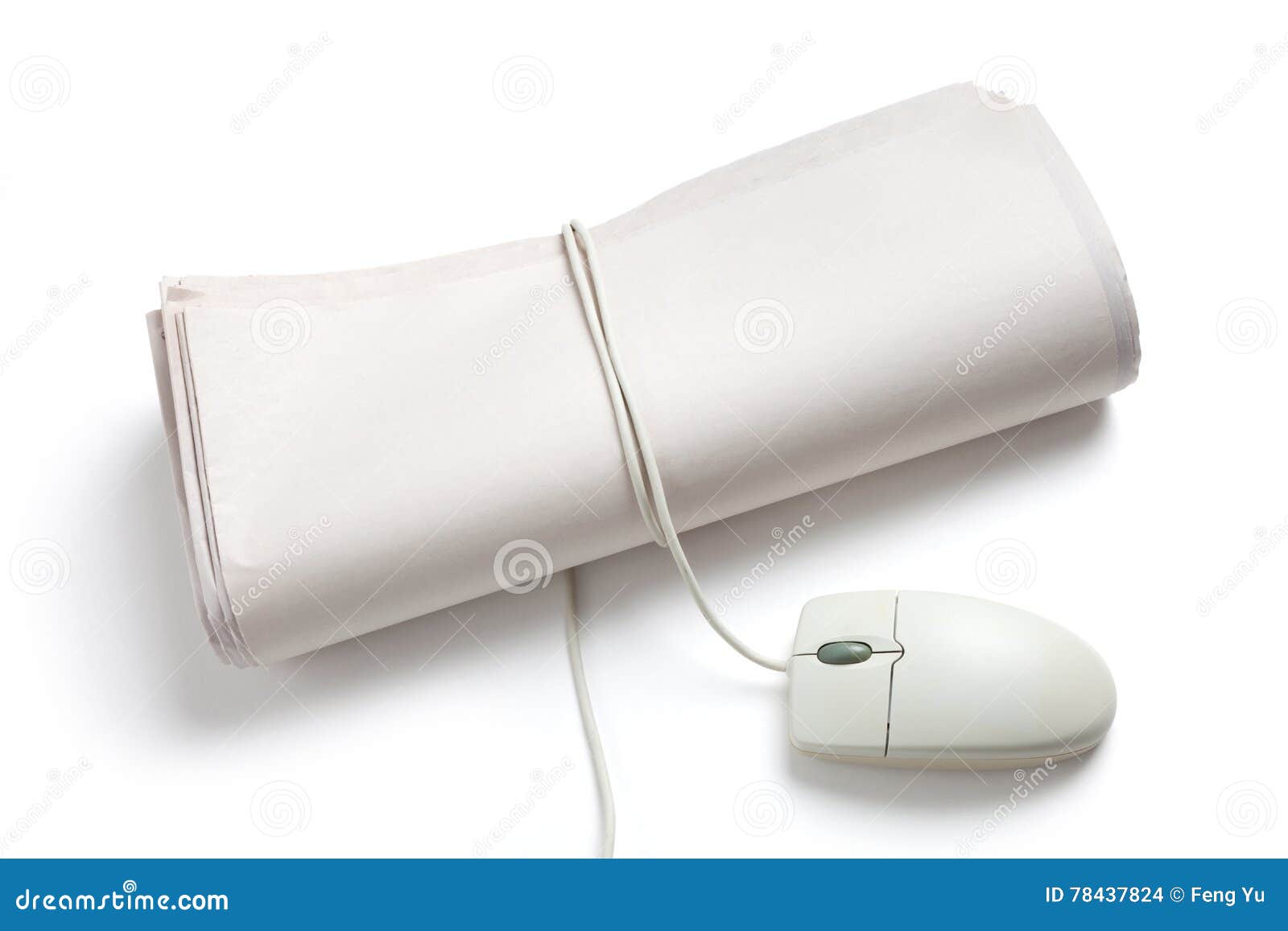 Computer Mouse and Newspaper Roll Stock Photo - Image of communication ...