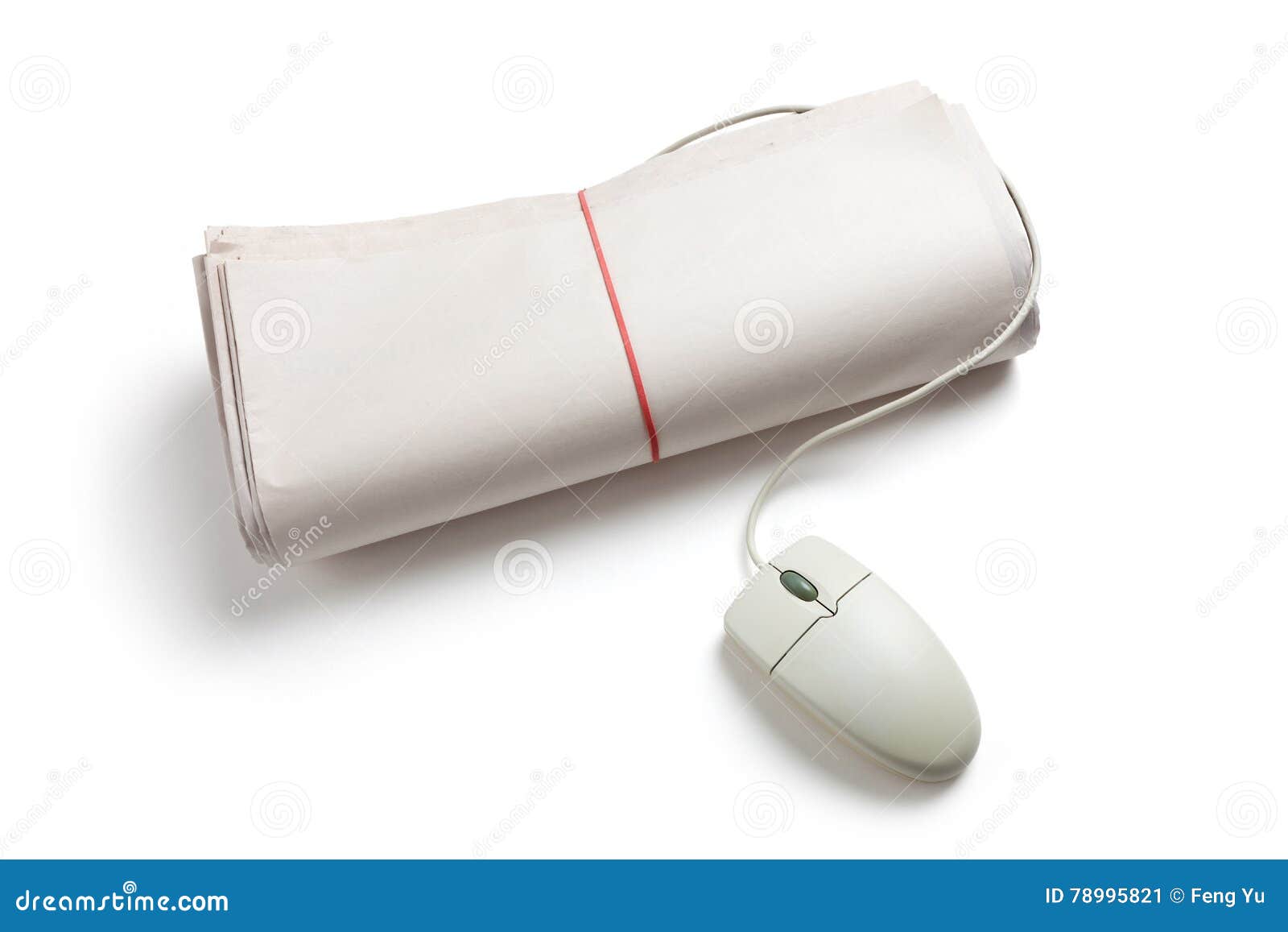 Computer Mouse and Newspaper Roll Stock Image - Image of media, blank ...