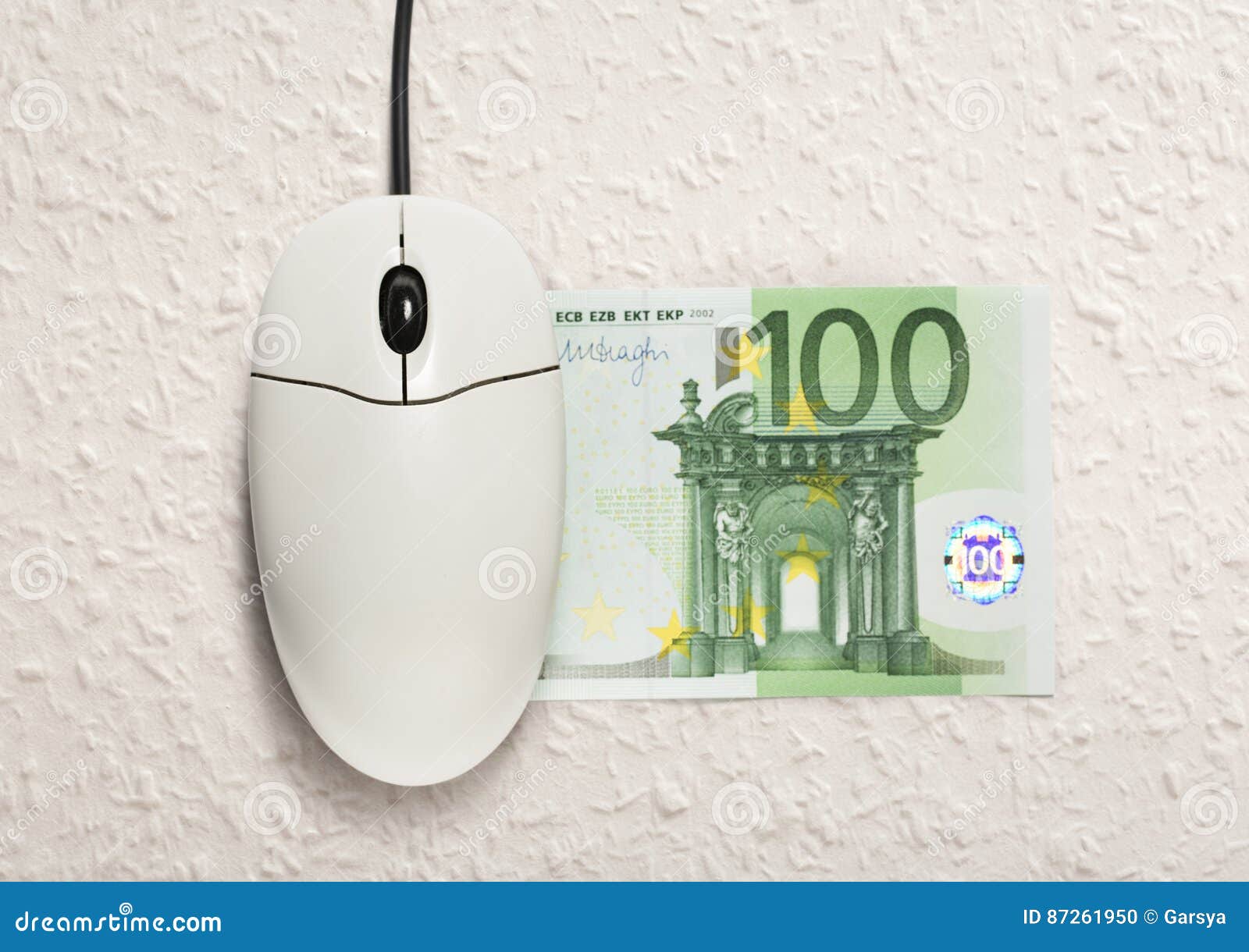 Computer Mouse and One Hundred Euro Banknote Stock Photo - Image of ...