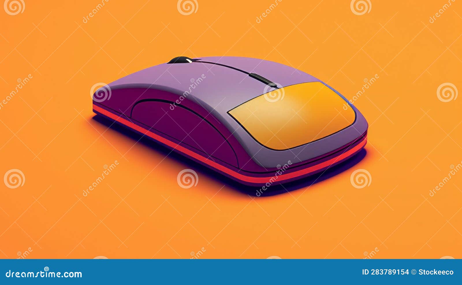 Minimalist 1980s Computer Mouse with Purple and Orange Colors Stock ...