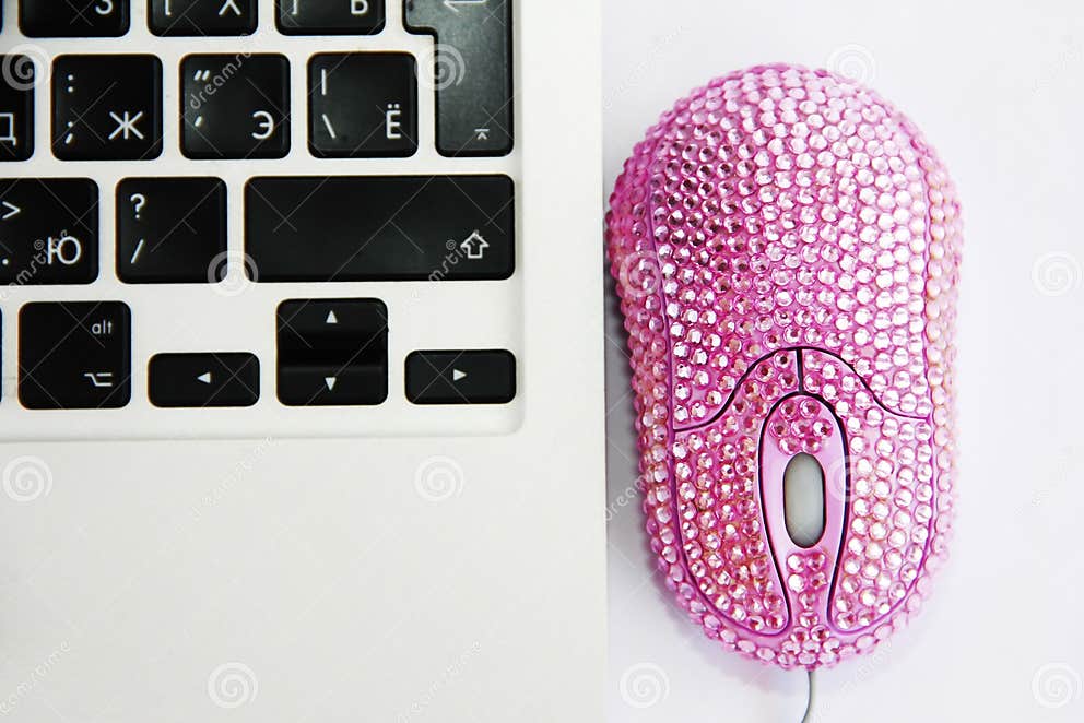 Computer Mouse, Pink Optical Manipulator with Decorative Rhinestones ...