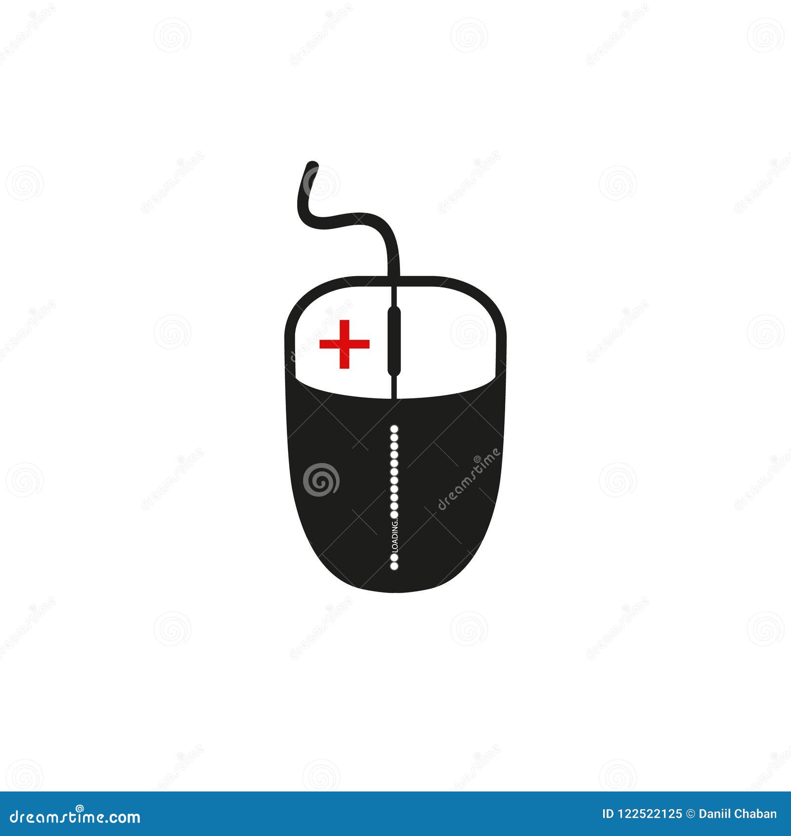 Computer Mouse with the Plus and Loading Bar with Lighting. Vector ...