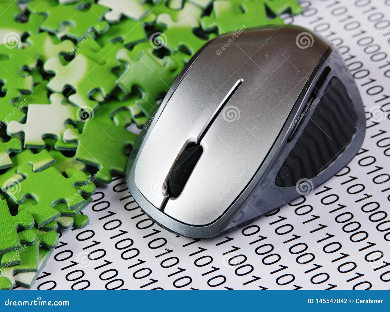 Computer mouse and puzzles stock photo. Image of poser - 145547842