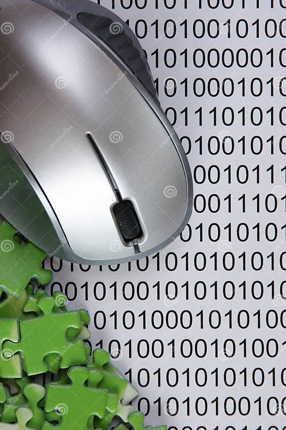 Computer Mouse and Puzzles on a Binary Code Stock Image - Image of ...