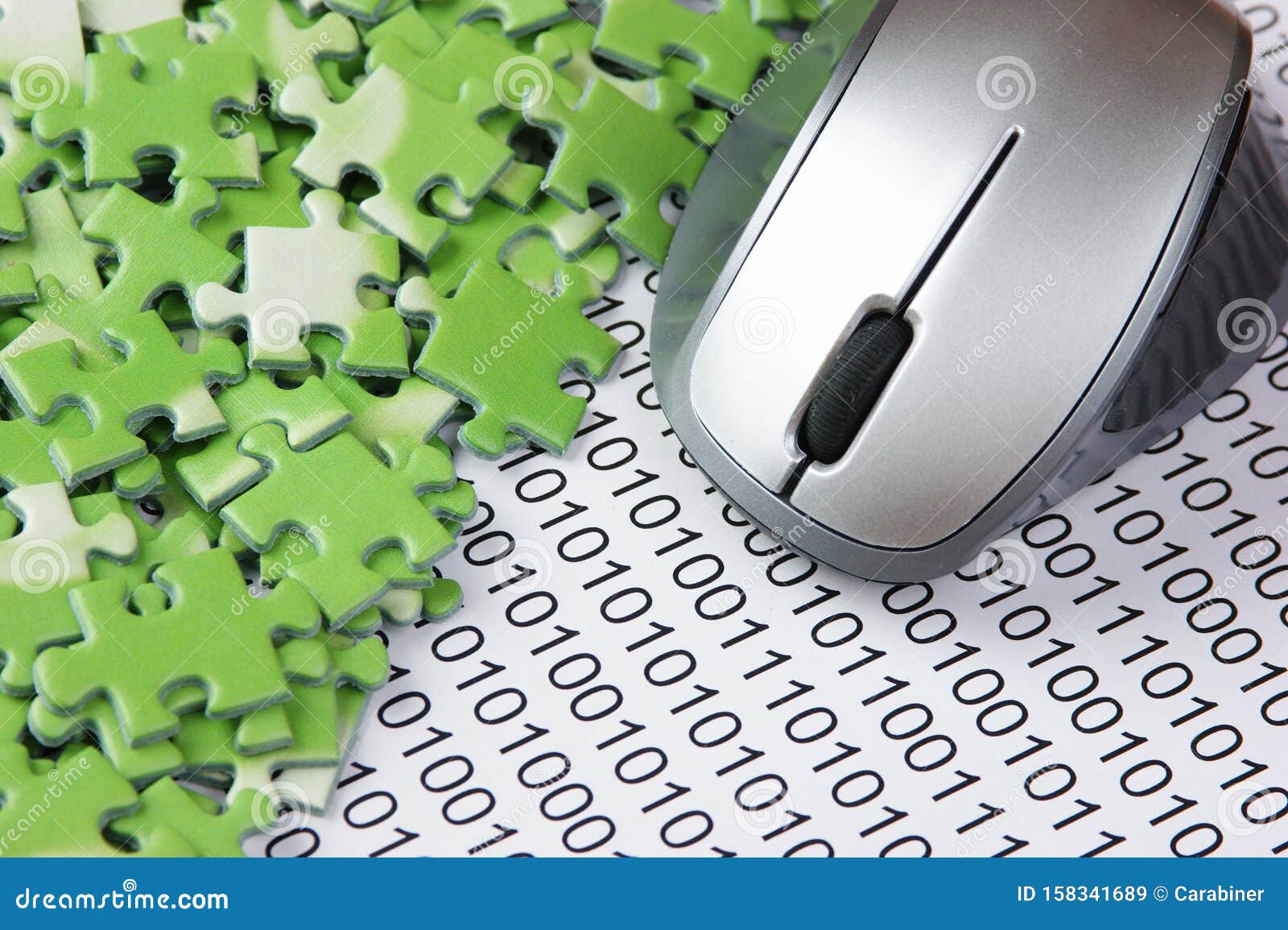 Computer Mouse and Puzzles on a Binary Code Stock Image - Image of ...
