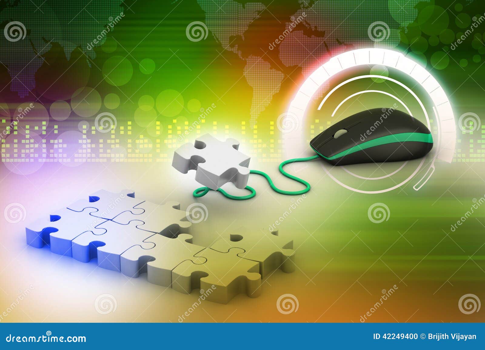 Computer Mouse with Puzzles Stock Illustration - Illustration of ...