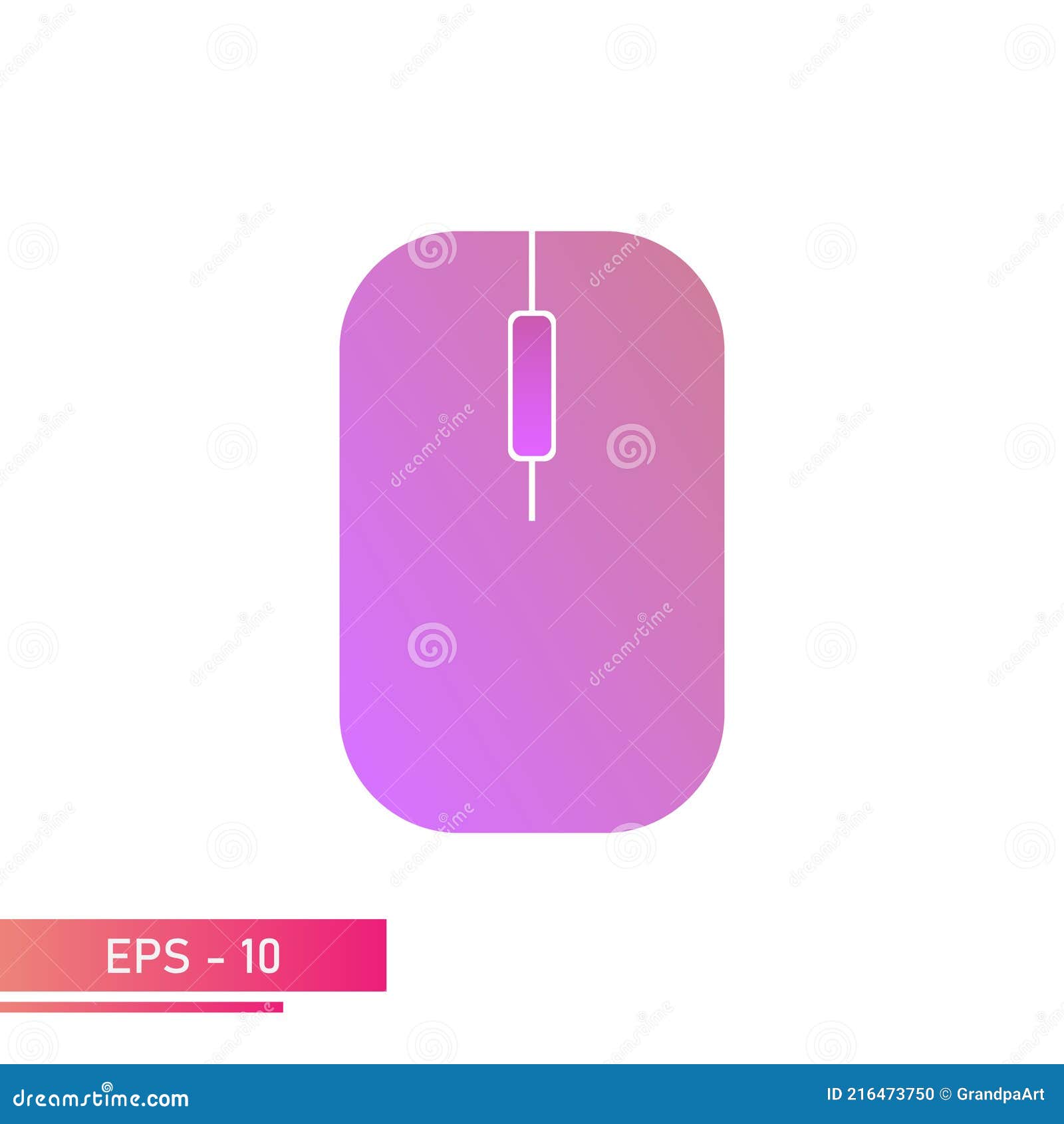 Computer Mouse, Rectangular Shape with a Wheel in Pink Gradients. on a ...