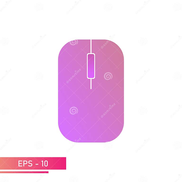 Computer Mouse, Rectangular Shape with a Wheel in Pink Gradients. on a ...
