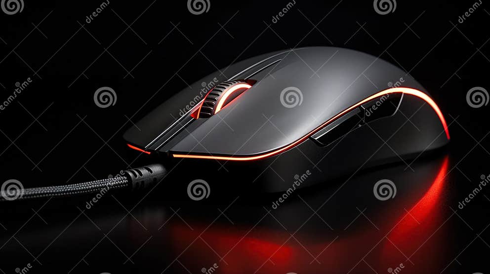 A Computer Mouse with a Red Light on it S Side Stock Illustration ...