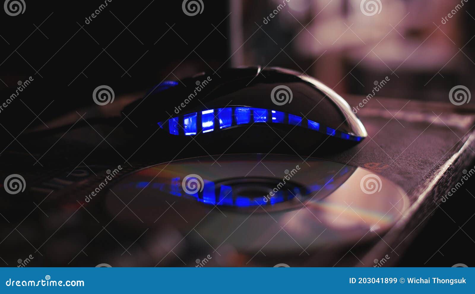 A Computer Mouse with Reflective Blue Led Stock Image - Image of ...
