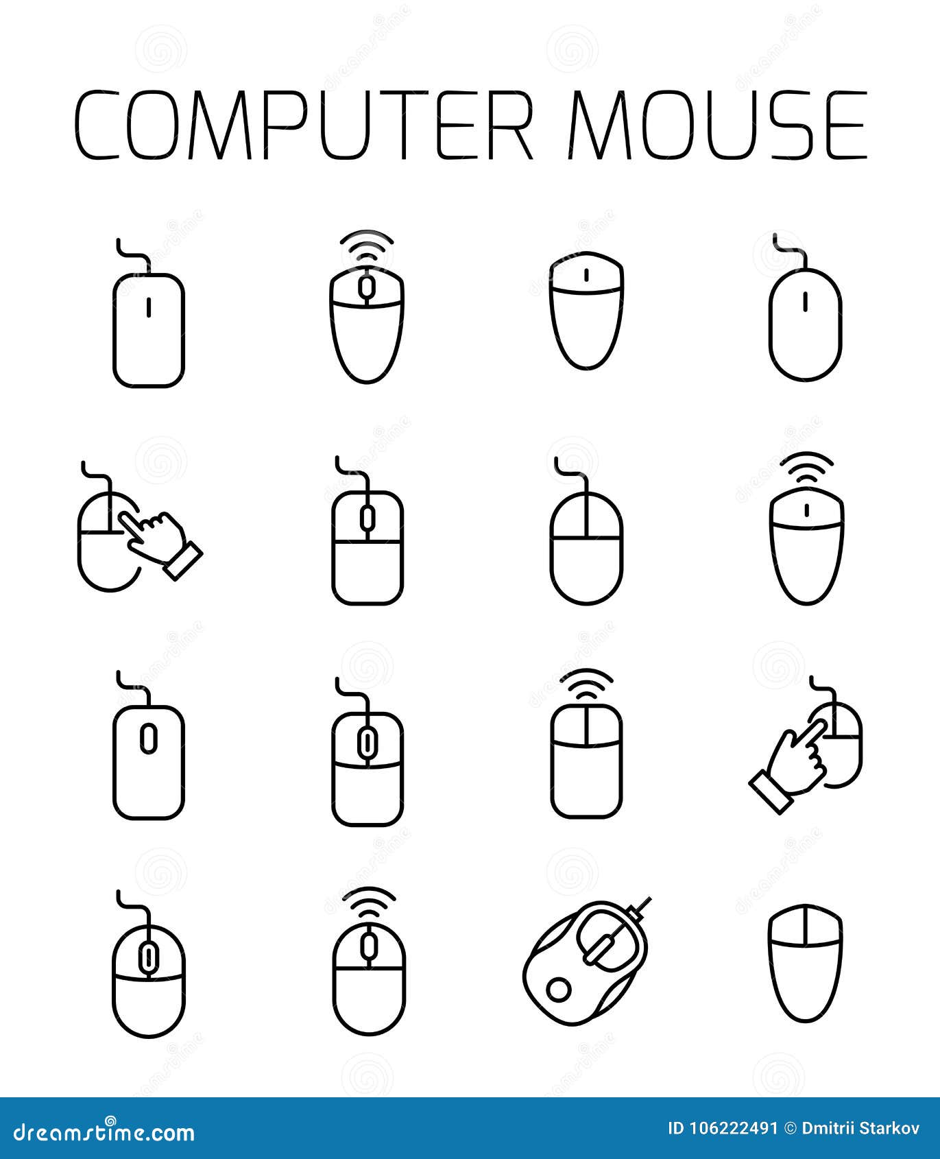 Computer Mouse Related Vector Icon Set. Stock Vector - Illustration of ...