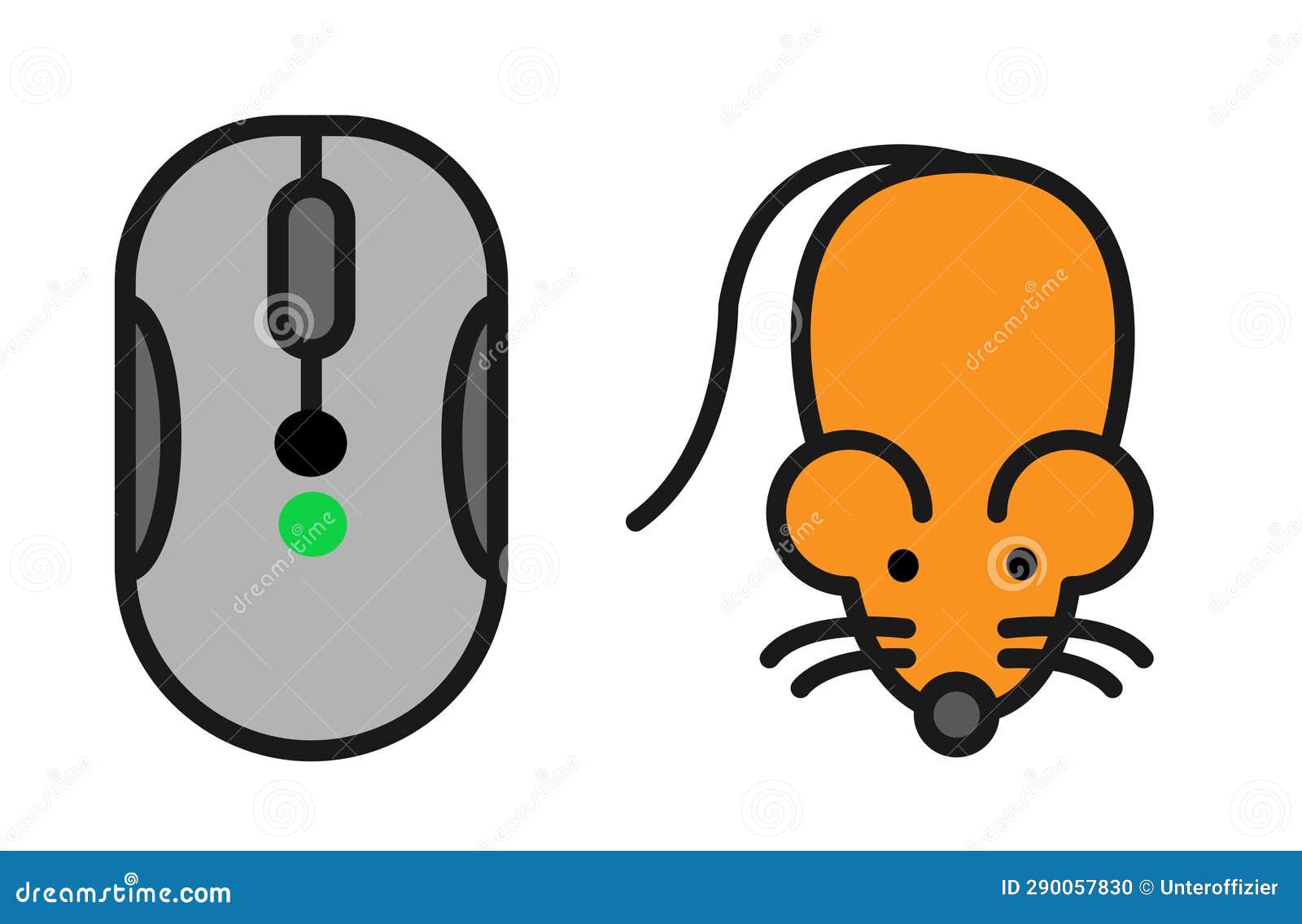 Computer Mouse and Rodent Mouse Side by Side White Backdrop Stock ...
