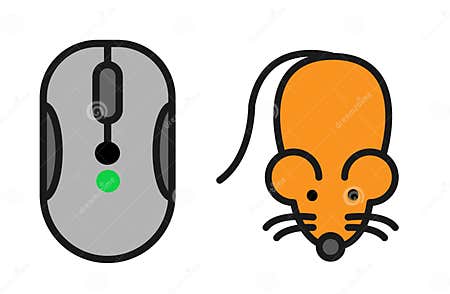 Computer Mouse and Rodent Mouse Side by Side White Backdrop Stock ...