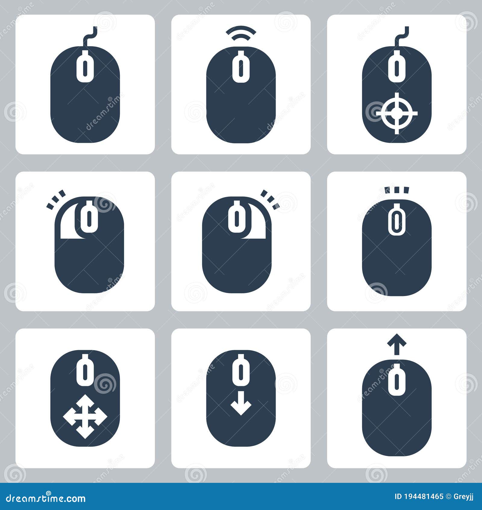 Computer Mouse and it`s Buttons Indication Vector Icons Stock Vector ...