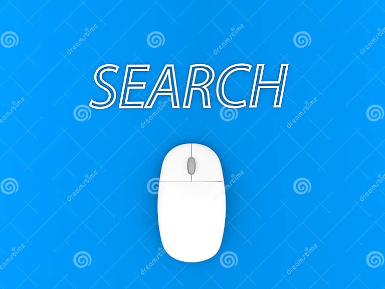 Computer Mouse and Search on a Blue Background. Stock Illustration ...