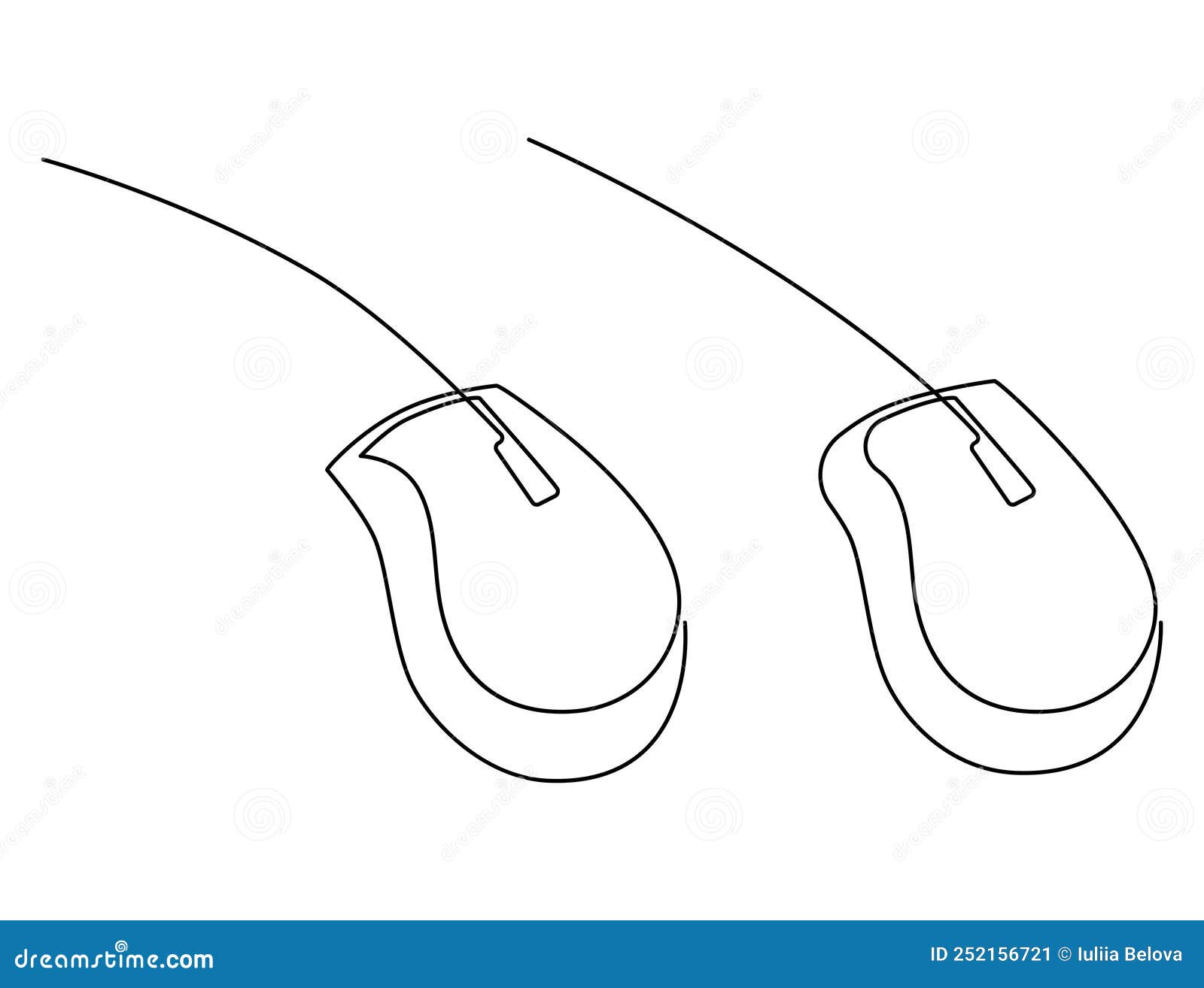 Computer Mouse Set. Office Computer Equipment, Illustration, Continuous ...