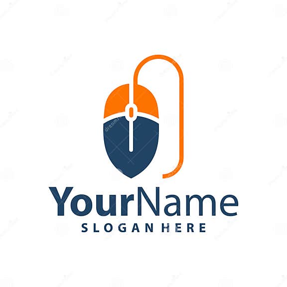 Computer Mouse with Shield Logo Design Vector Illustration. Mouse Logo ...