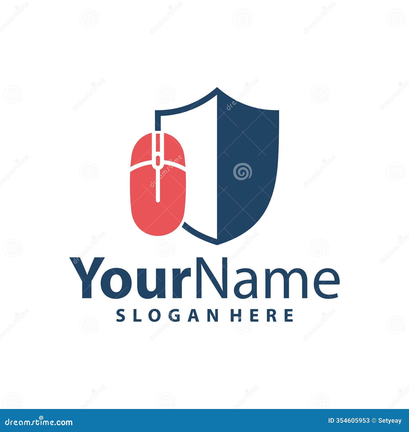 Computer Mouse with Shield Logo Design Vector Illustration. Mouse Logo ...