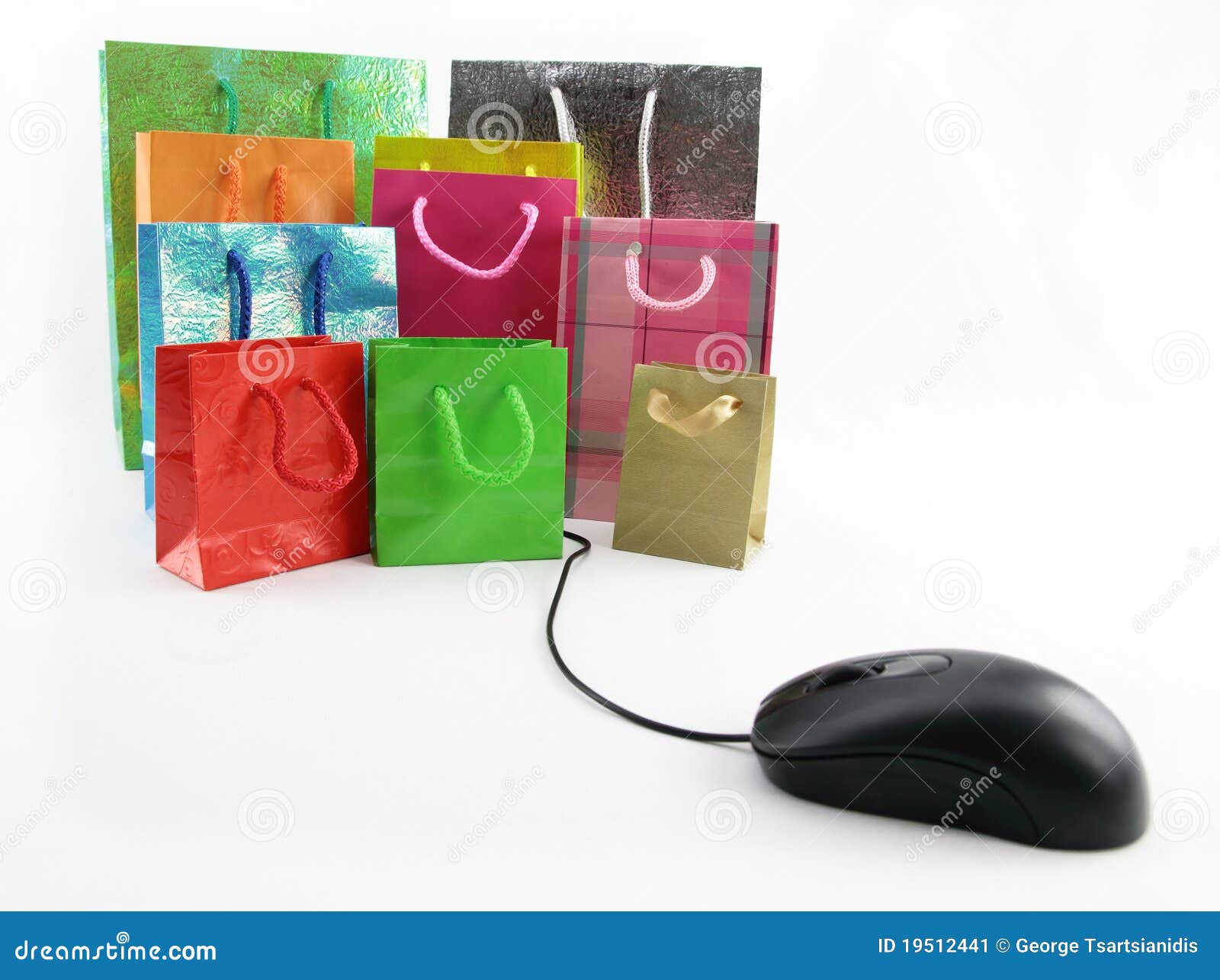 Computer Mouse and Shopping Bags Stock Image - Image of grocery, modern ...