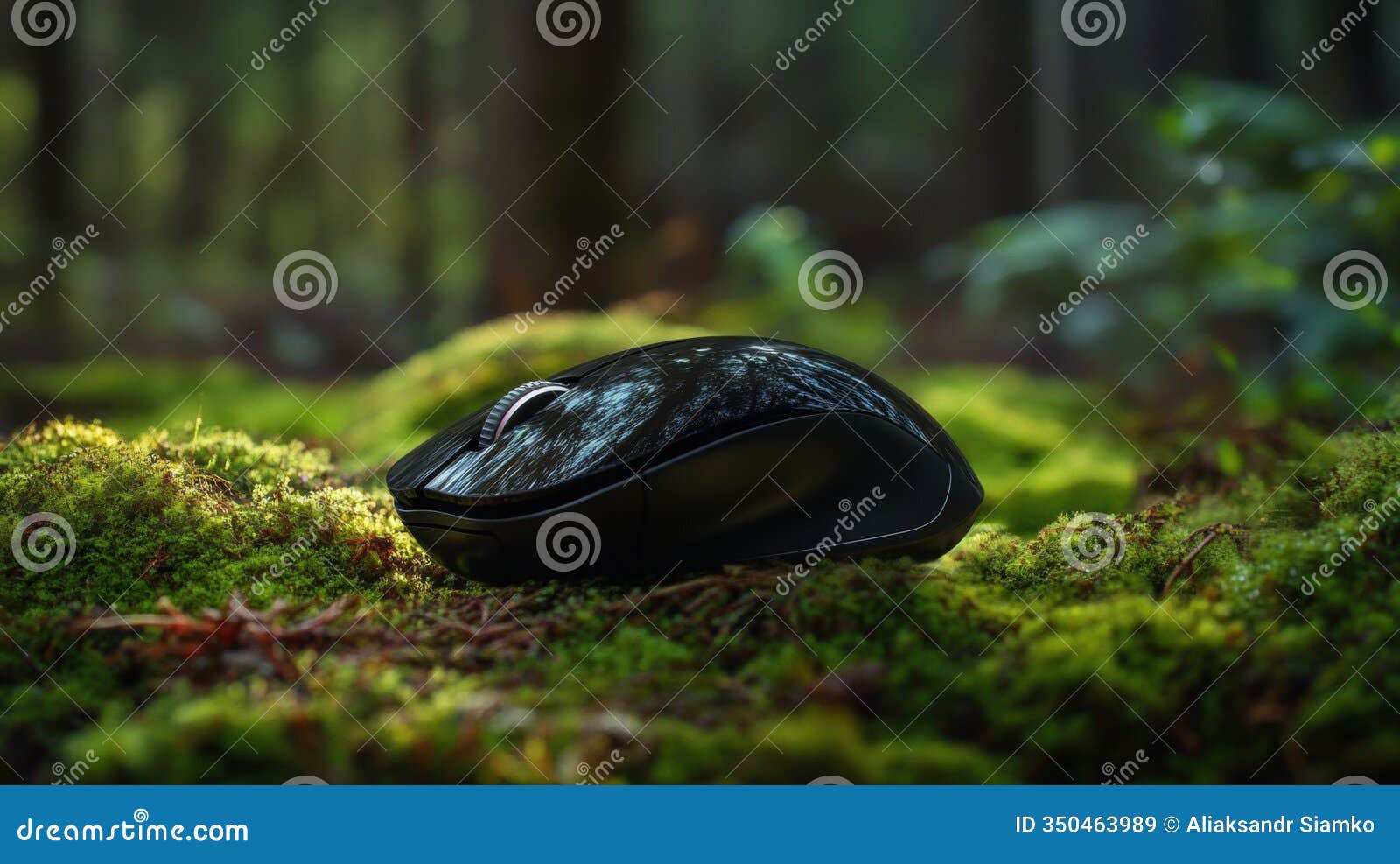 A Computer Mouse Sitting on Top of a Moss Covered Ground Stock ...