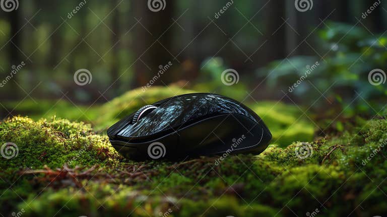 A Computer Mouse Sitting on Top of a Moss Covered Ground Stock ...