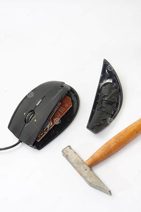 Computer Mouse Smashed with Hammer Stock Image - Image of ...