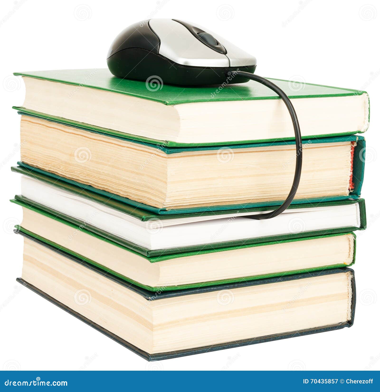 Computer Mouse on Stack of Books Stock Image - Image of green, read ...