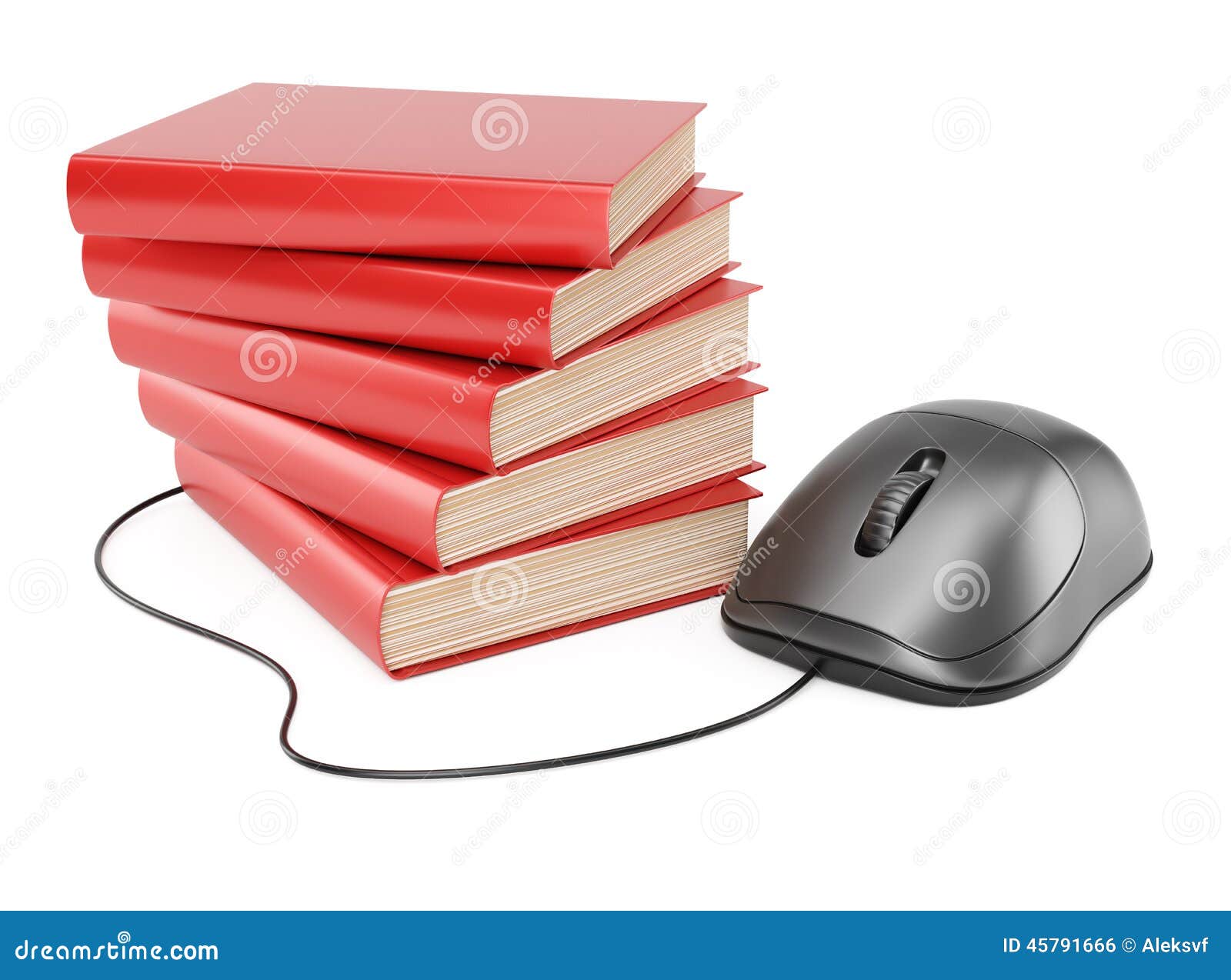 Computer Mouse and Stack of Books Stock Illustration - Illustration of ...