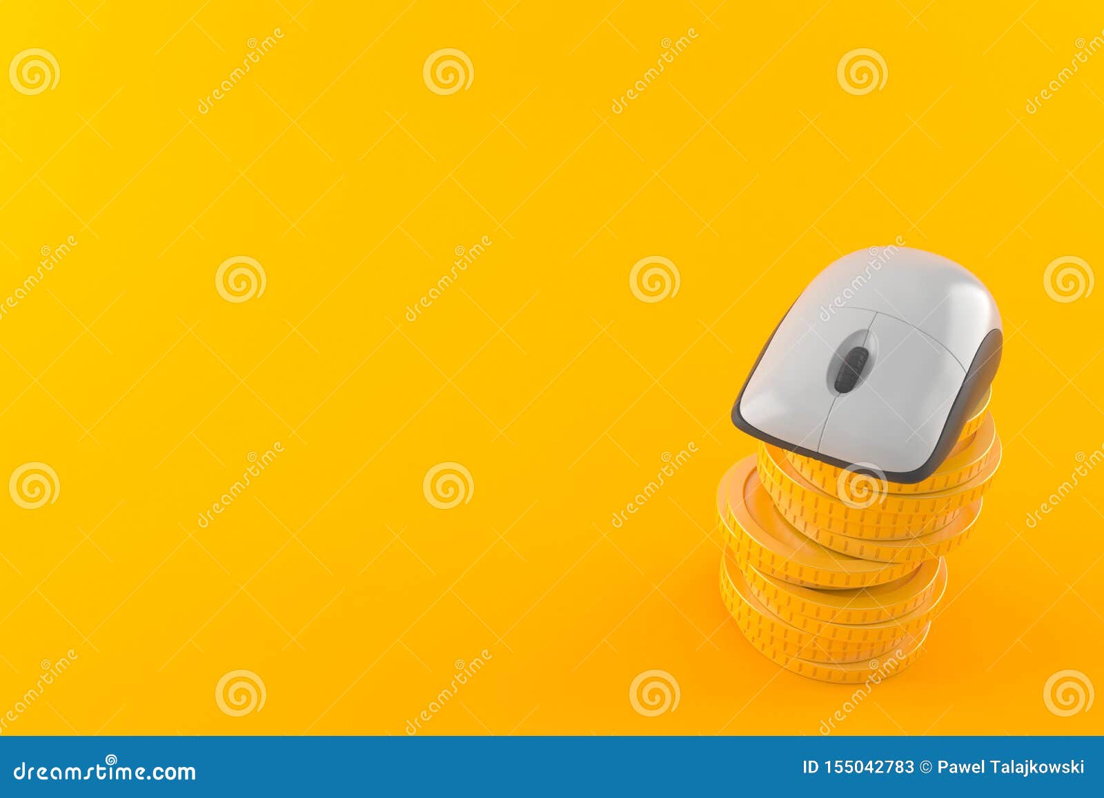 Computer Mouse with Stack of Coins Stock Illustration - Illustration of ...