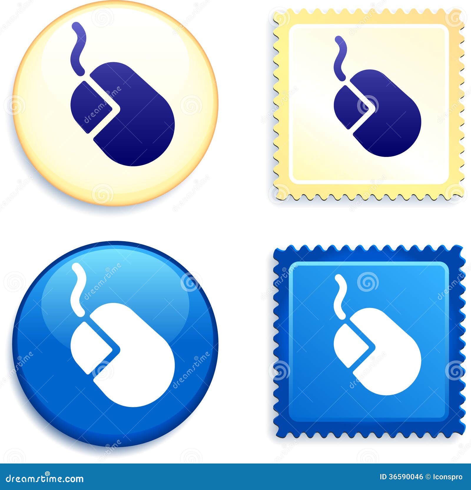 Computer Mouse on Stamp and Button Stock Illustration - Illustration of ...