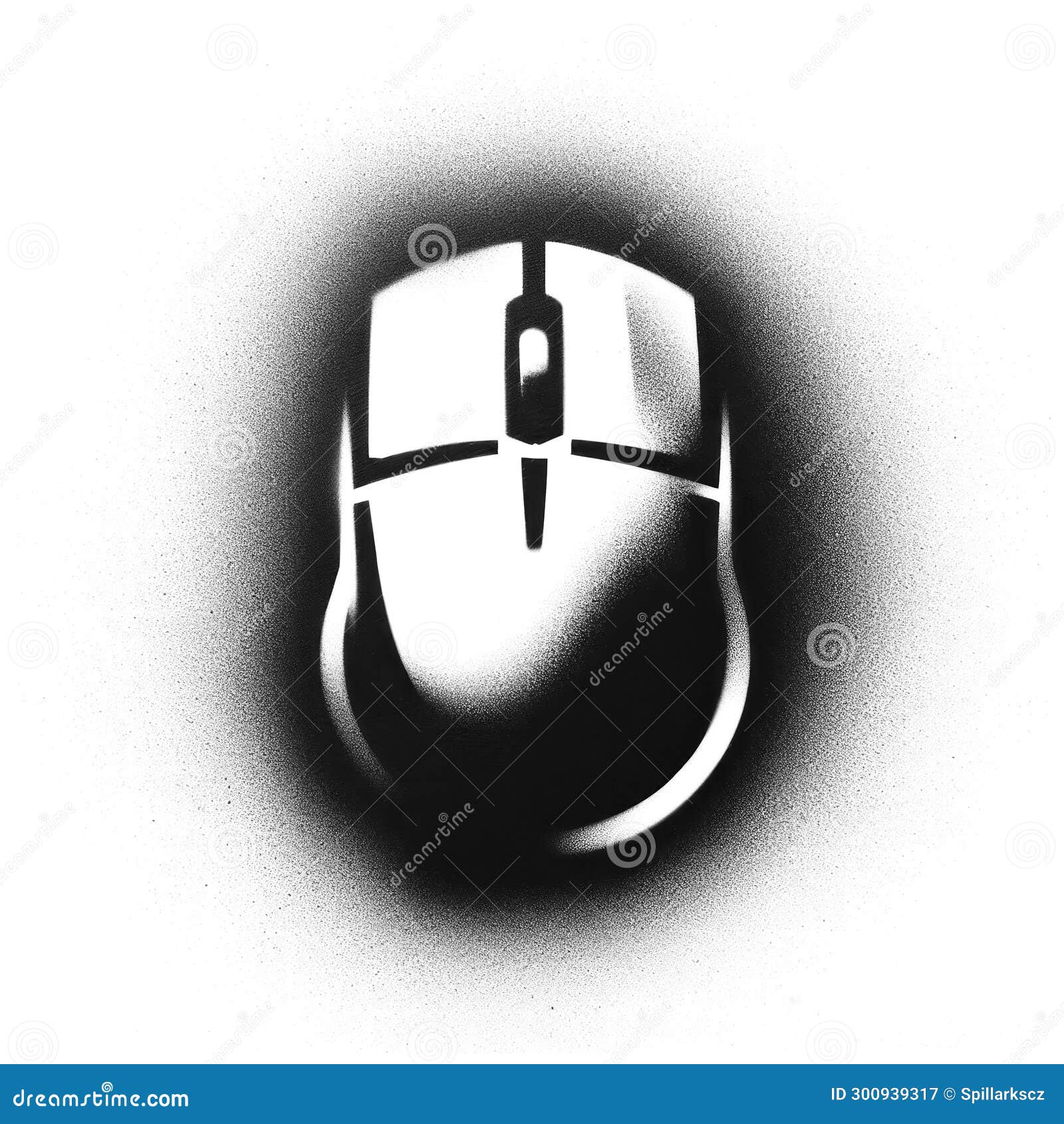A Computer-mouse in Stencil-art Style,black and White Stock ...