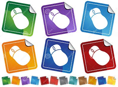 Computer Mouse Sticker Icons Stock Vector - Illustration of cordless ...