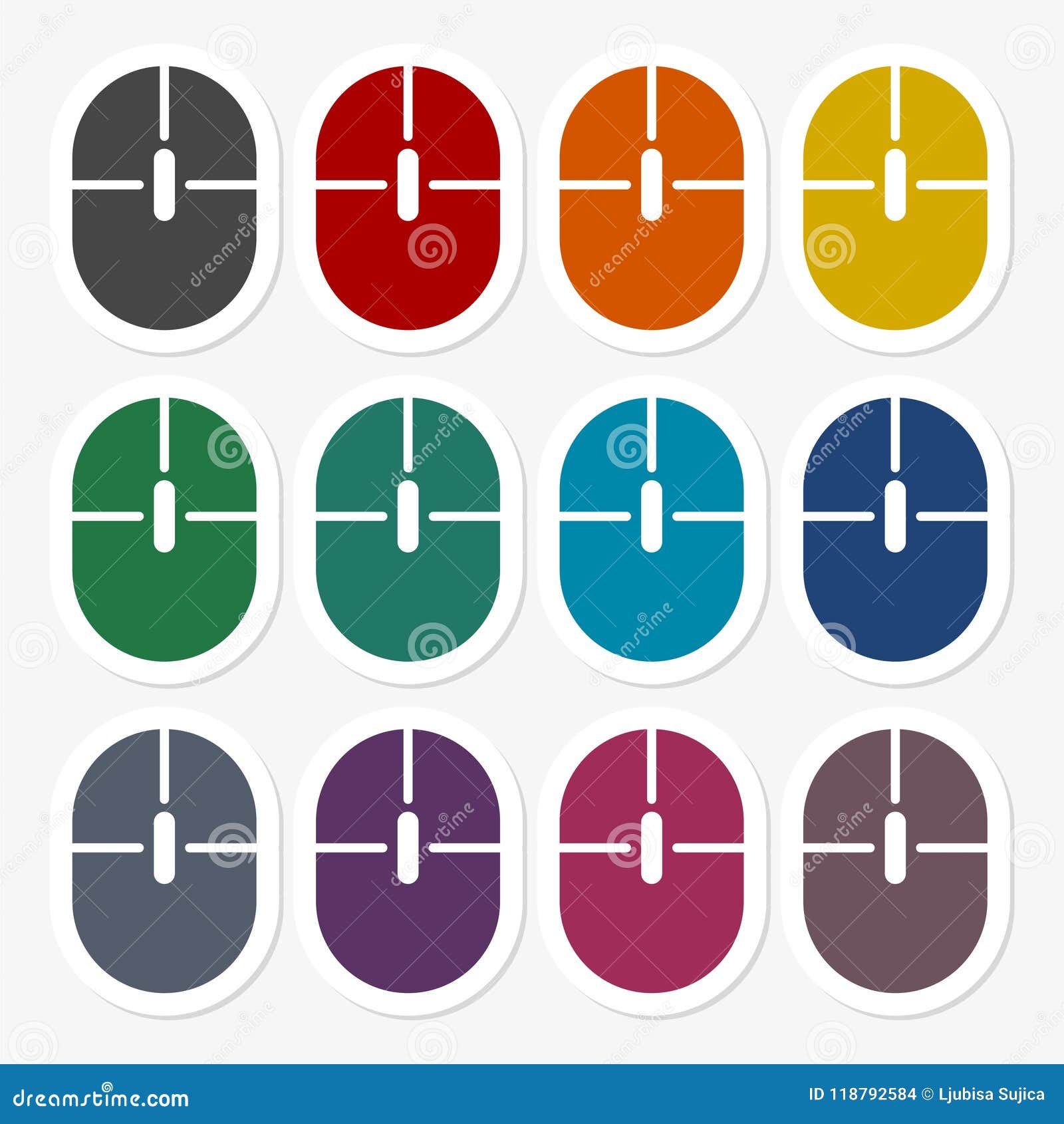 Computer mouse sticker set stock vector. Illustration of isolated ...