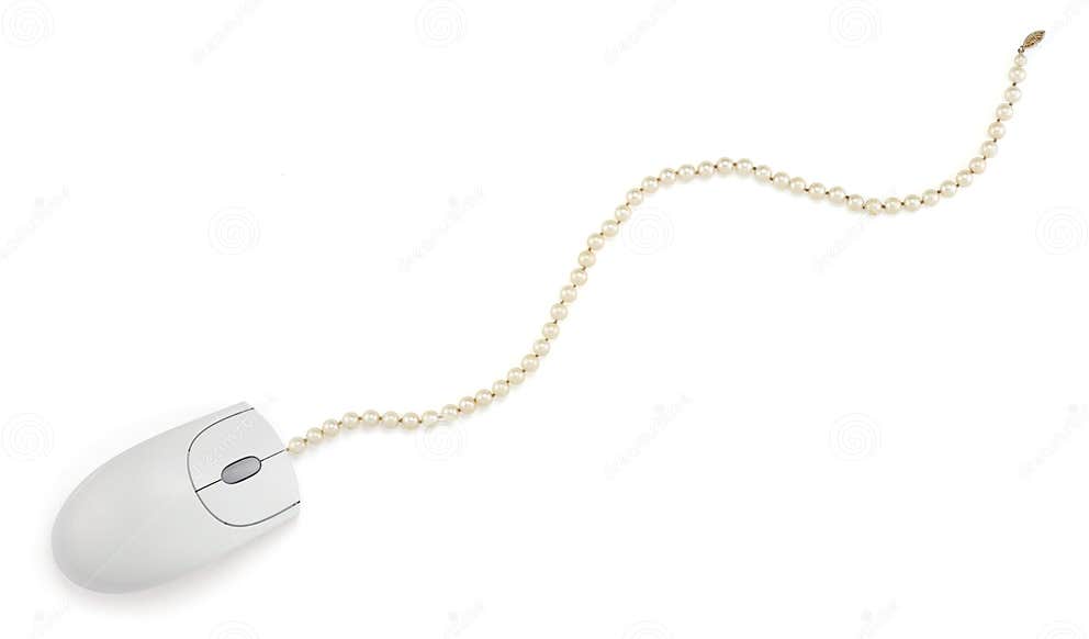 Computer Mouse and String of Pearls Stock Image - Image of luxury ...