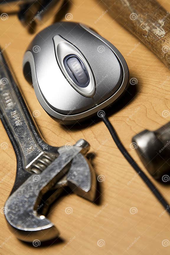 Computer mouse and tools stock image. Image of internet - 9382137