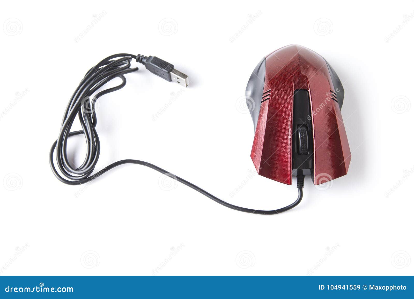 Computer Mouse with USB Cable Connection on the White Background. Stock ...