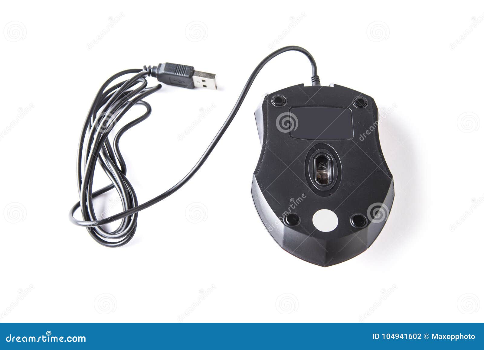 Computer Mouse with USB Cable Connection on the White Background Stock ...